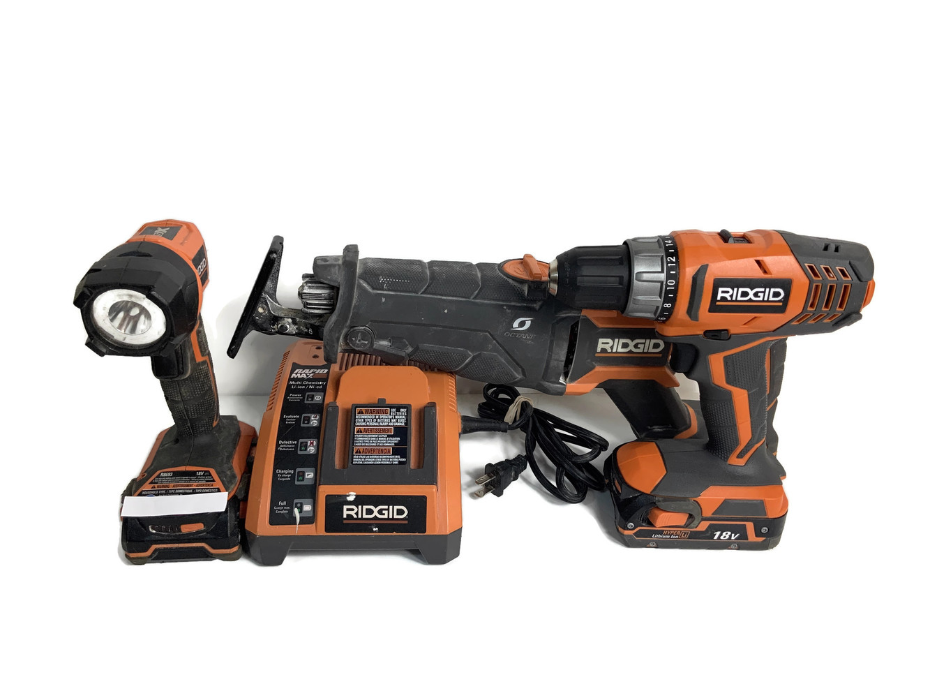 Ridgid 3 Piece combo - Drill, Light, Reciprocating Saw 18 volt | USA Pawn