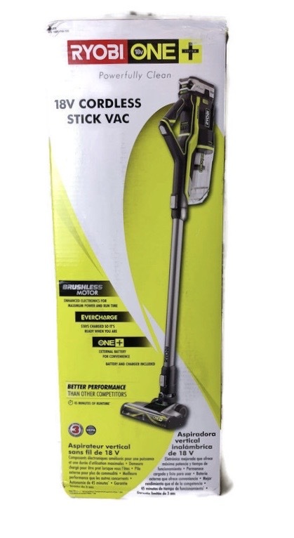 RYOBI P718K 18-Volt ONE+ Lithium-Ion Cordless Stick Vacuum Cleaner in ...