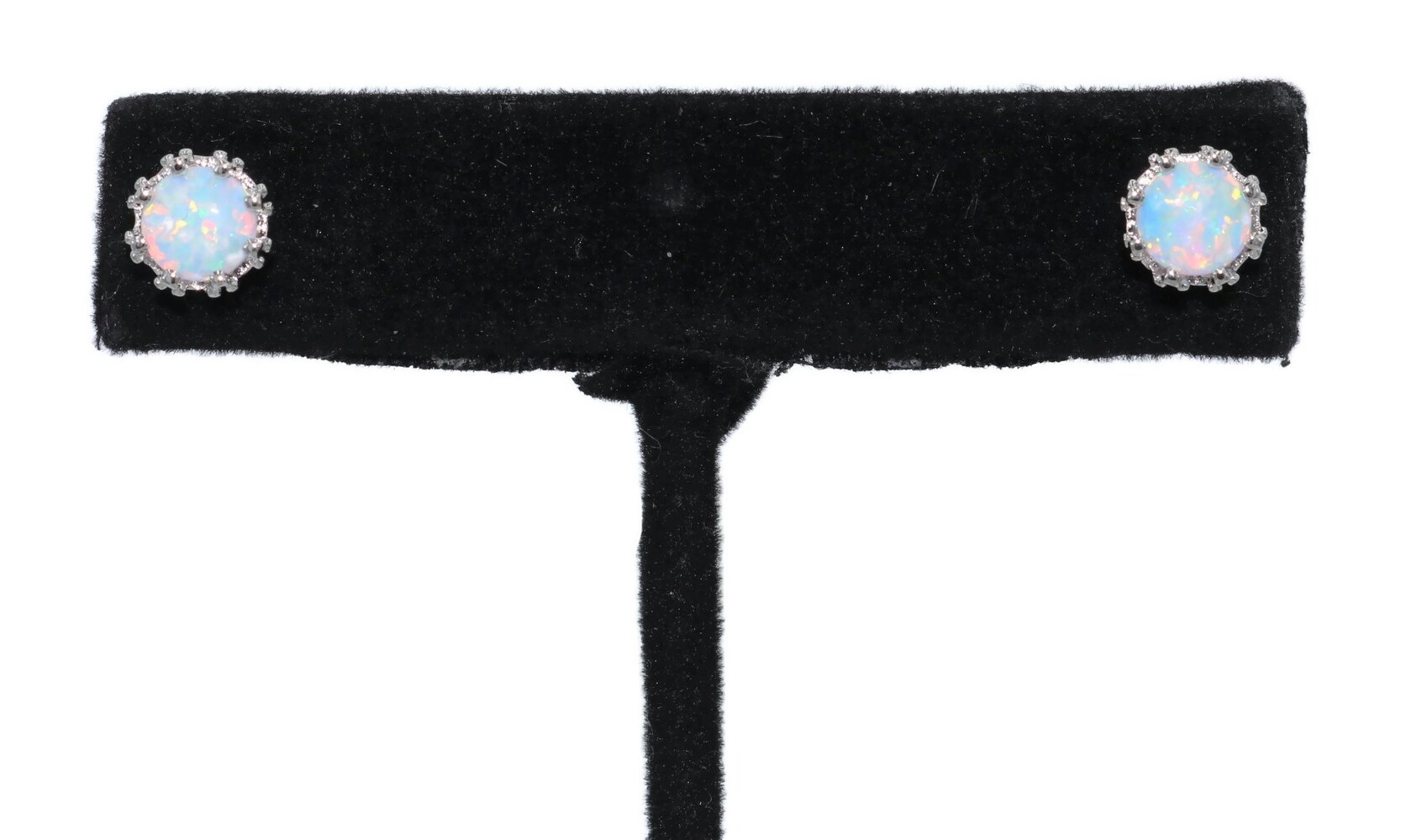 Gold Plated White Gold 18K 7mm Fire Opal Crown Stud Earrings 2.00 CTW ...