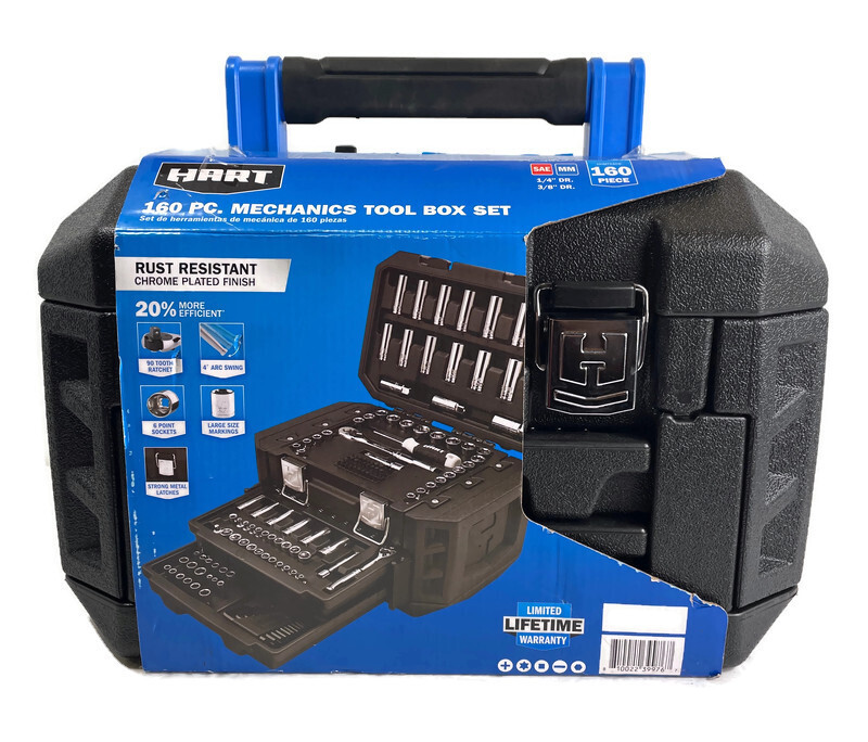 HART Multiple Drive 160-Piece Mechanics Tool Set, Chrome Finish | USA Pawn