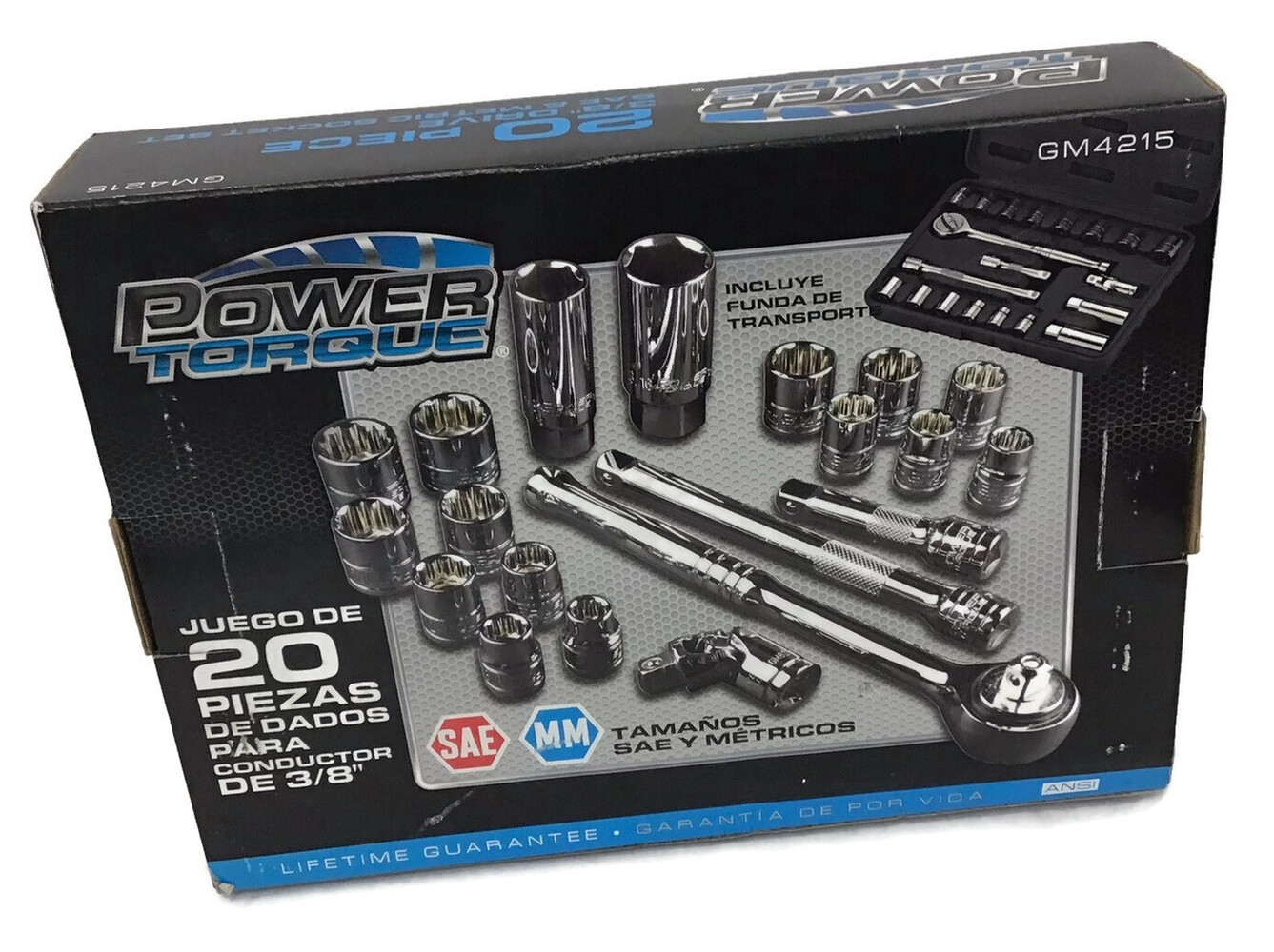 Power Torque GM4215 20 Piece Socket & Ratchet Set 3/8 Drives Sae ...