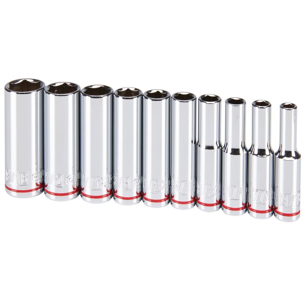 NEW!! Quinn 64207 10PC Chrome Deep Socket Set SAE | USA Pawn