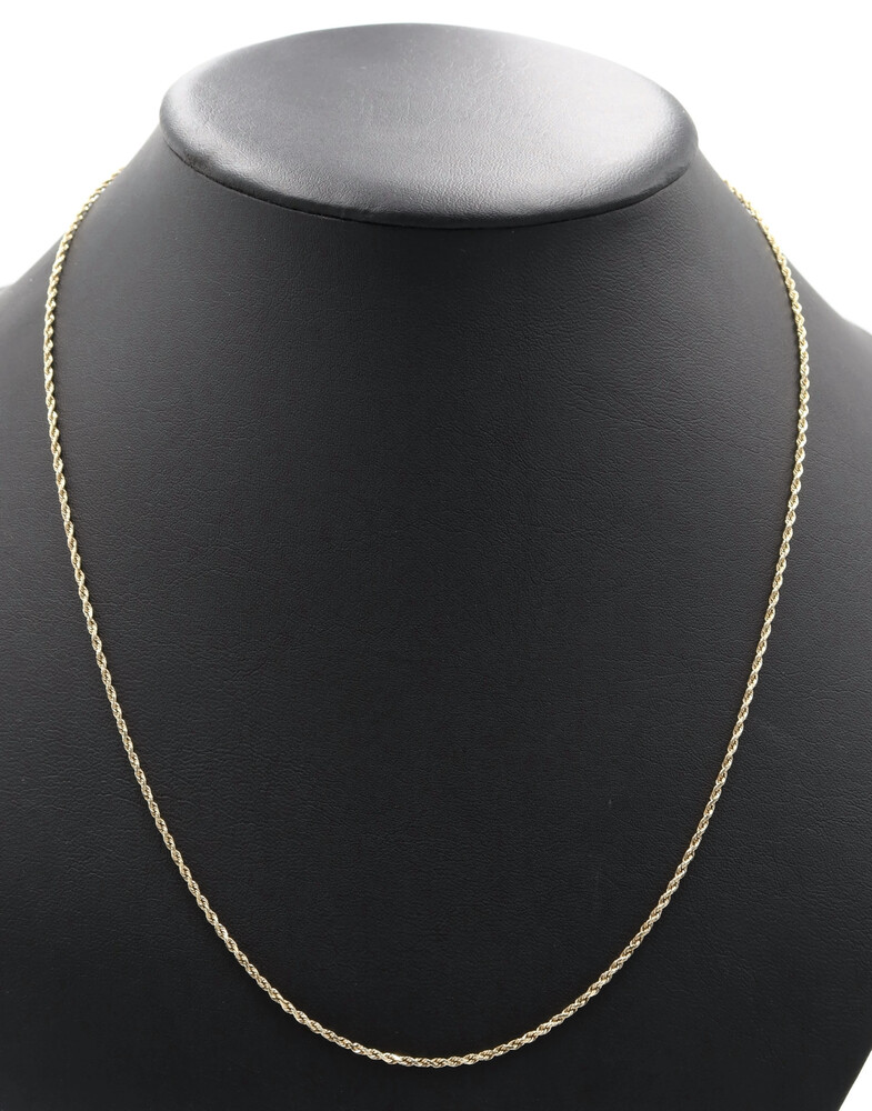 Classic 1.5mm Wide 14KT Yellow Gold High Shine 22" Rope Chain Necklace ...