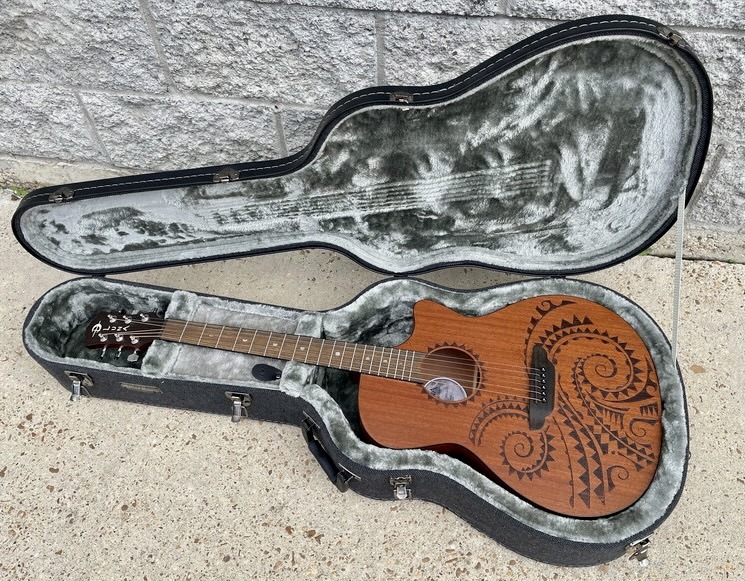 Luna Gypsy Tattoo Mahogany Acoustic-Electric Grand Concert Guitar | USA ...