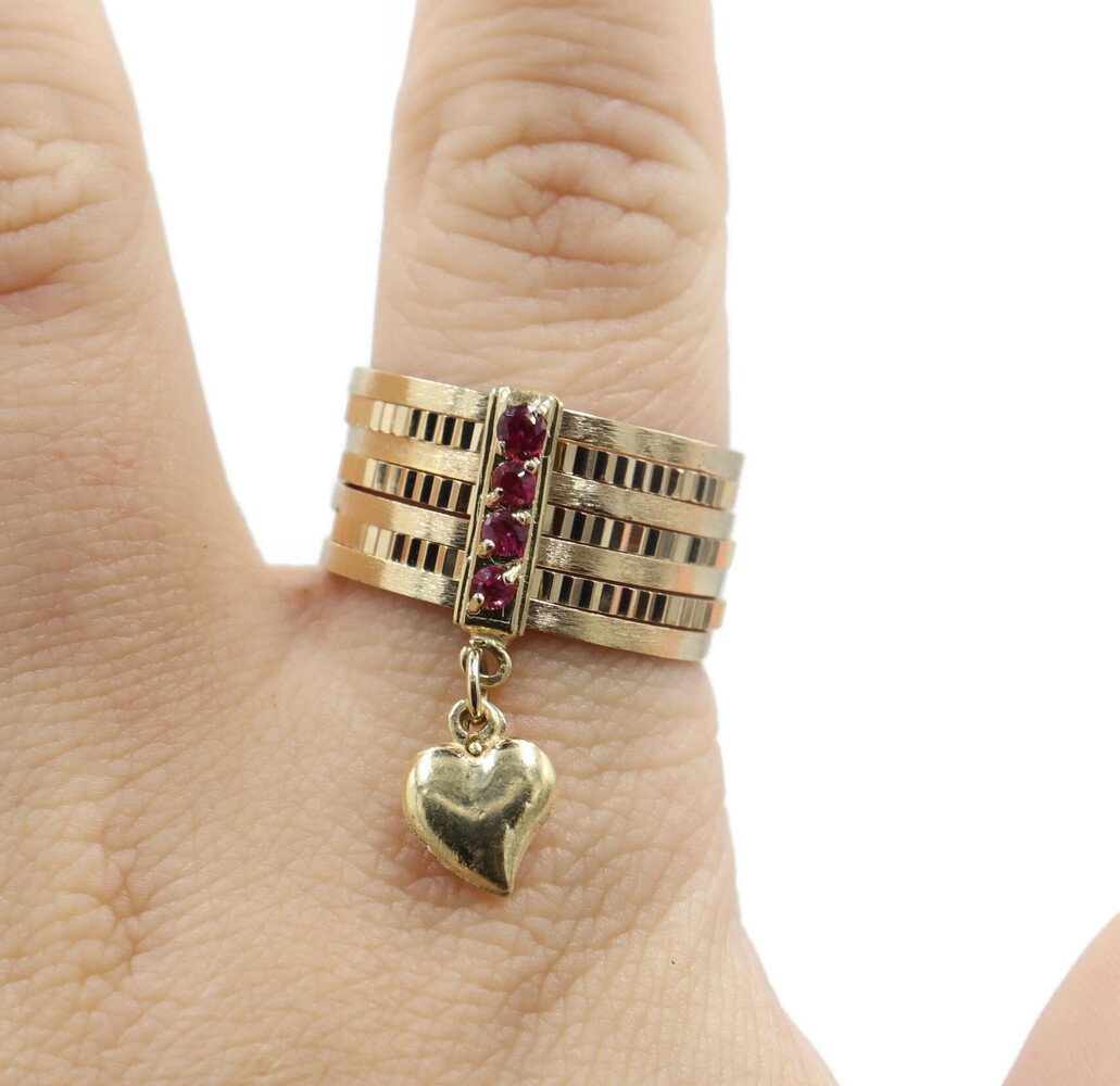 Women's Trending Pink CZ 7 Stack 14KT Yellow Gold Stack Ring with ...