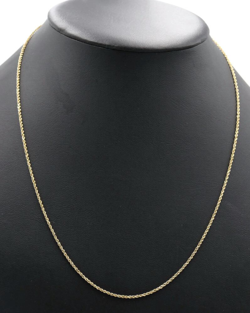 Classic 1.6mm Wide 14KT Yellow Gold High Shine 22" Rope Chain Necklace ...