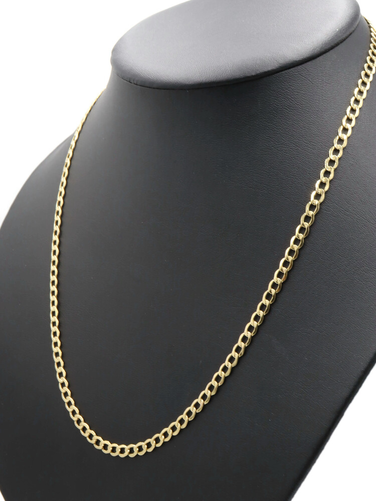 Men's Classic 5mm Wide High Shine 10KT Yellow Gold 20" Curb Link Chain ...