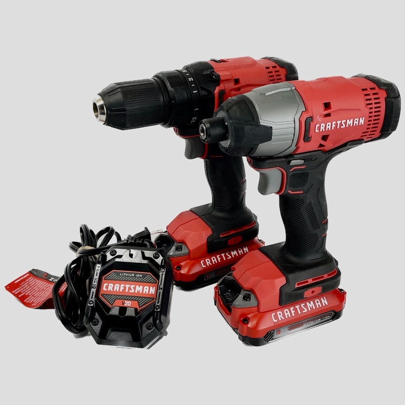 Craftsman V20 Cordless Brushed 2 Tool Drill/Driver and Impact Driver ...
