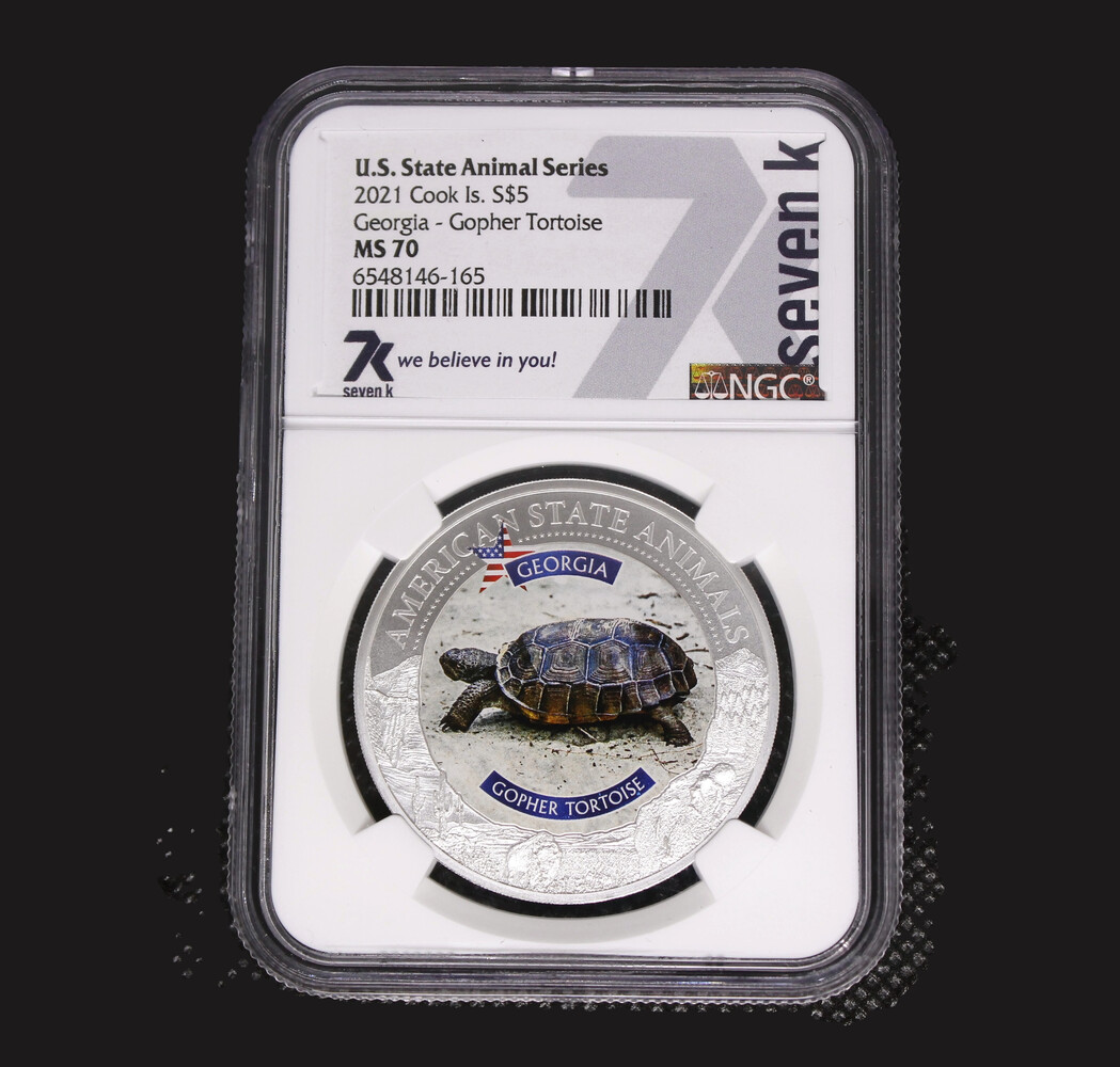 2021 US State Animal Series Cook Is. $5 Georgia Gopher Tortoise NGC MS ...