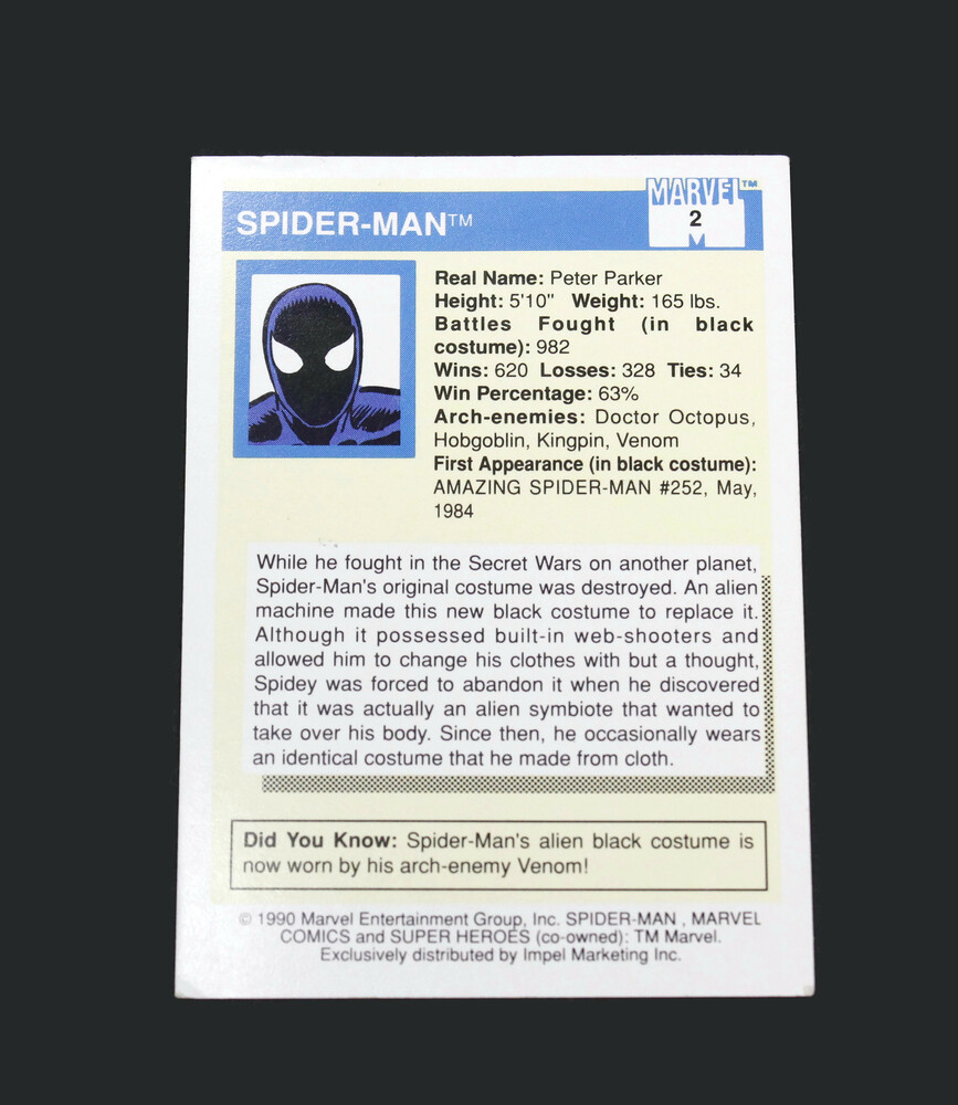 1990 Marvel Universe #2 Spider-Man Super Hero Trading Card | USA Pawn