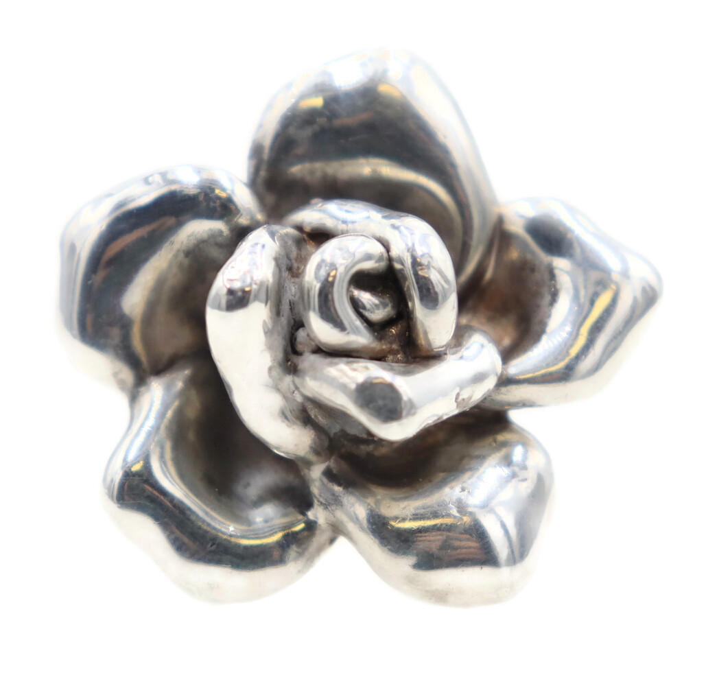 Electroform Silver 925 Sterling Silver Puff 37.6mm Rose Flower Ring by ...