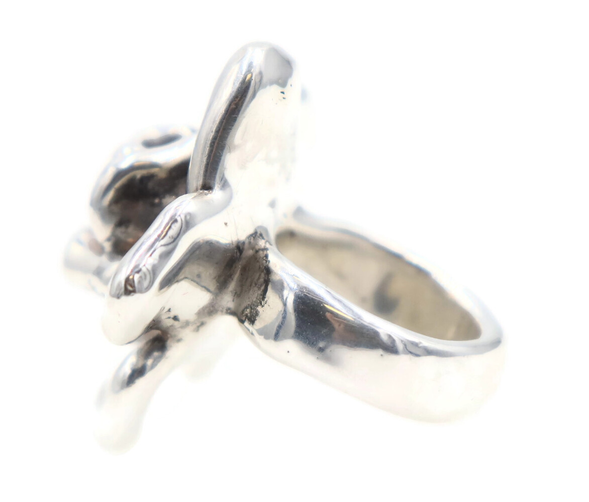 Electroform Silver 925 Sterling Silver Puff 37.6mm Rose Flower Ring by ...