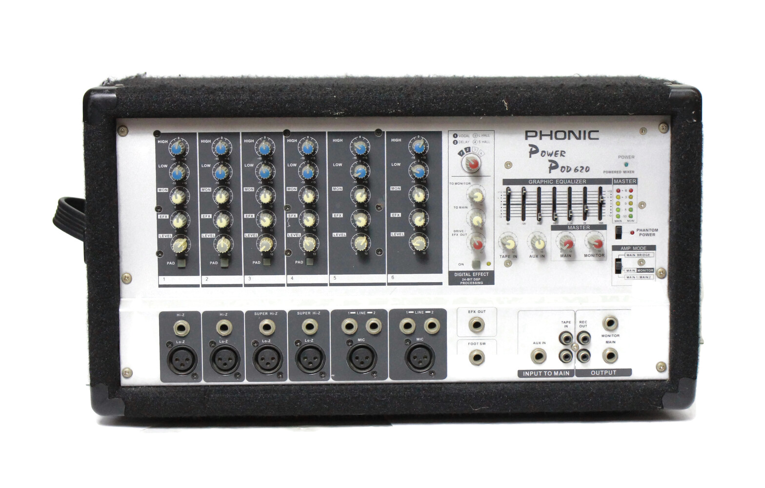 Phonic Powerpod 620 200W 6-Channel Powered Mixer PA Amplifier Head ...
