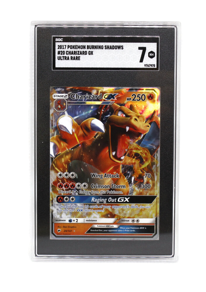 SGC Graded 7 2017 Pokemon Burning Shadows #20 Charizard GX Ultra Rare ...