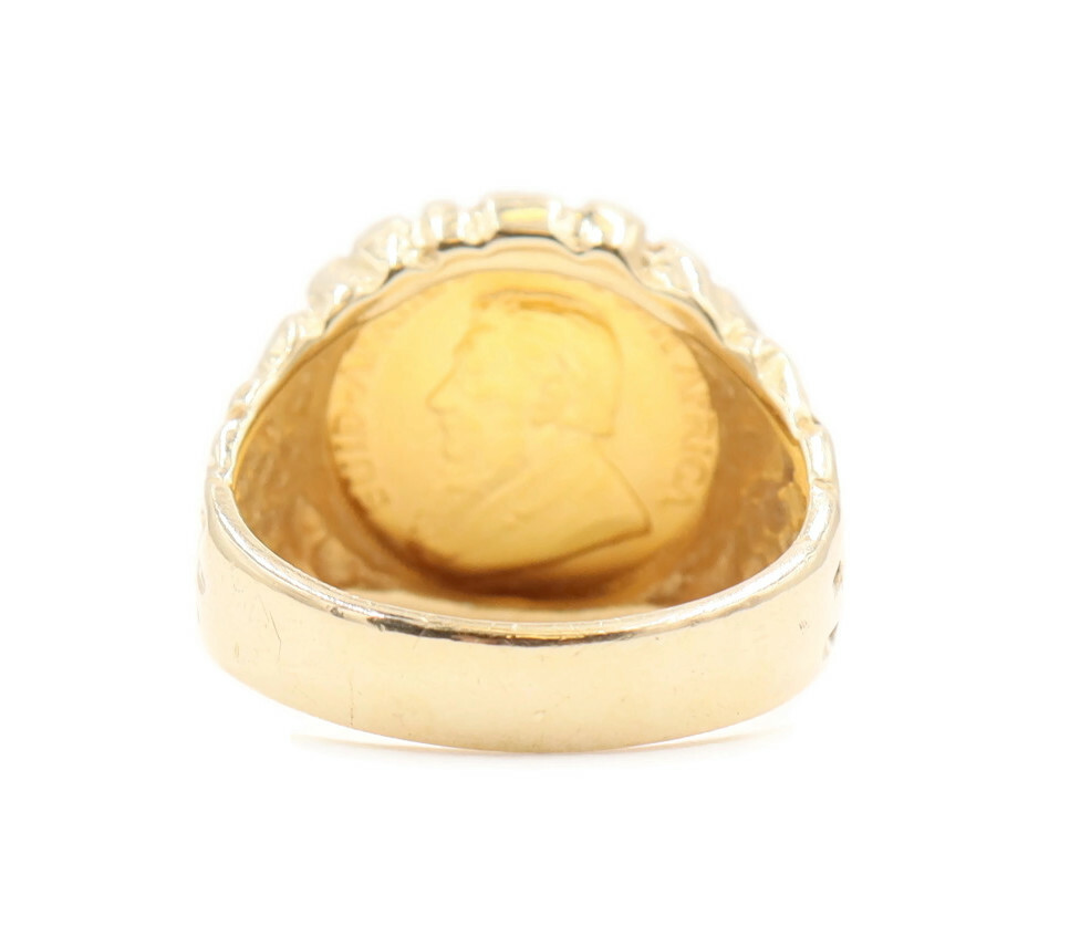 1984 1/10oz Krugerrand Gold Coin in 14KT Nugget Bezel Style Men's Ring ...