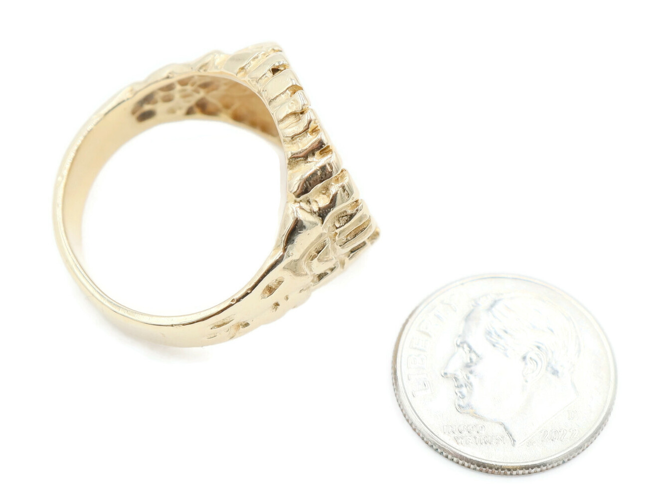 1984 1/10oz Krugerrand Gold Coin in 14KT Nugget Bezel Style Men's Ring ...