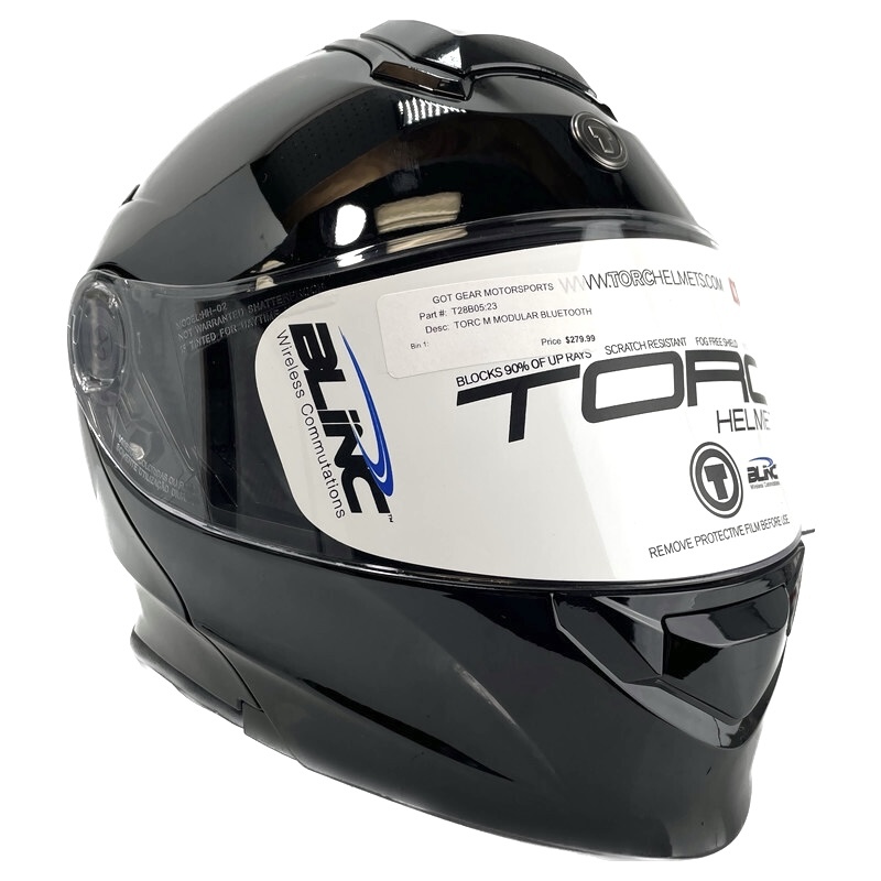 TORC T-28B Bluetooth Gloss Black Motorcycle Helmet | USA Pawn
