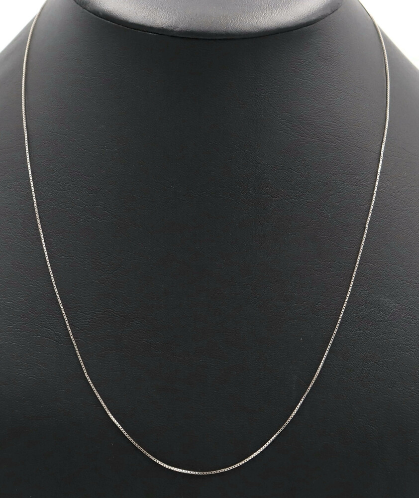 High Shine 10KT White Gold 22" Classic Box Chain Necklace 0.7mm by INNY ...