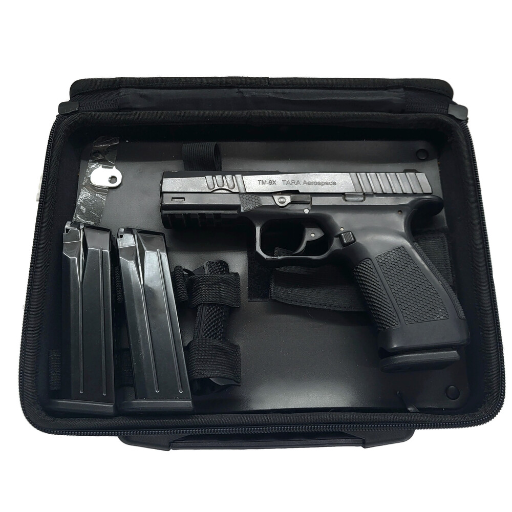 Tara Aerospace TM-9X 9mm Semi Auto Pistol W/ 2 Extra Magazines and Case ...