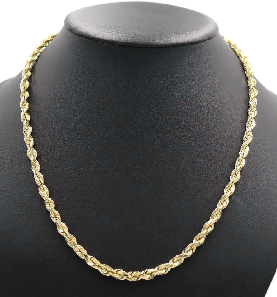 Classic Heavy 10KT Yellow Gold 5.5mm High Shine Rope Chain Necklace 22 ...