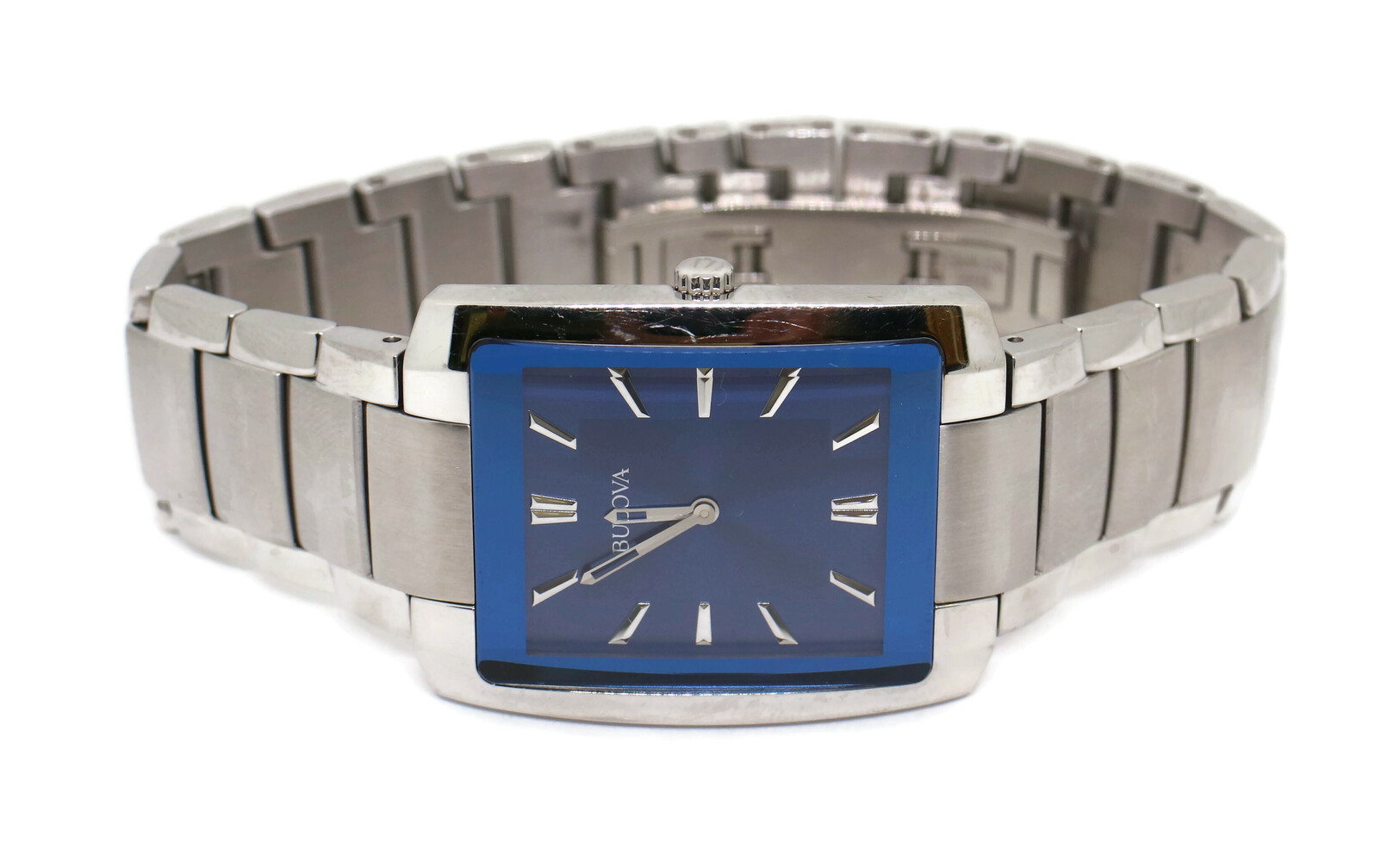 Bulova 96A169 Classic Men's Square Blue Dial Stainless Steel 35mm ...