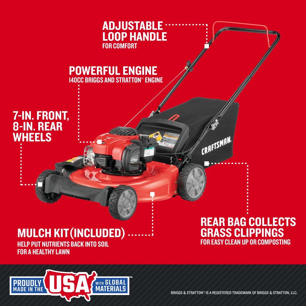 CRAFTSMAN M110 21-in Gas Push Lawn Mower with 140-cc Briggs and ...